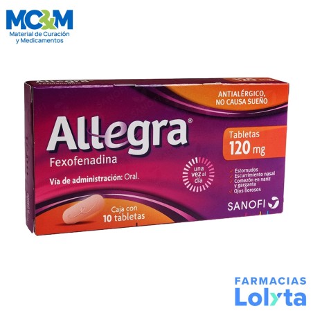 ALLEGRA 120 MG C/10 TAB FEXOFENADINA LAB SANOFI AVENTIS | Website MC&M