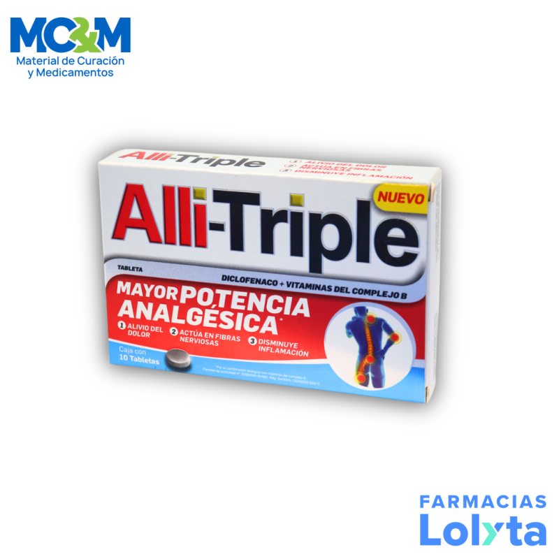 ALLI-TRIPLE 50/0.25/50/50 MG C/10 TAB DICLOFENACO CIANOCOBALAMINA ...